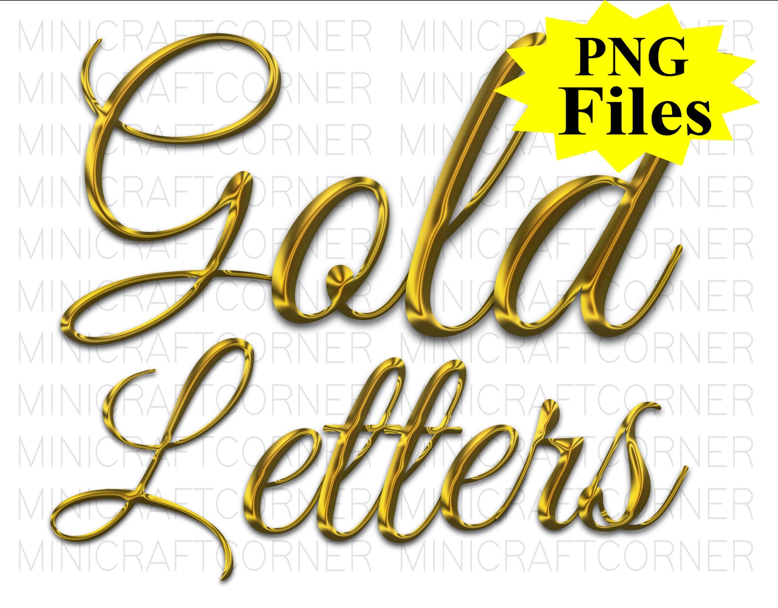 DIGITAL Gold Letters / Fancy Font PNG / PNG Letters / Png Font / Fancy ...