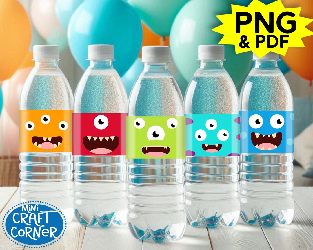 Digital Monster Party Water Bottle Label / Monster Baby Shower ...
