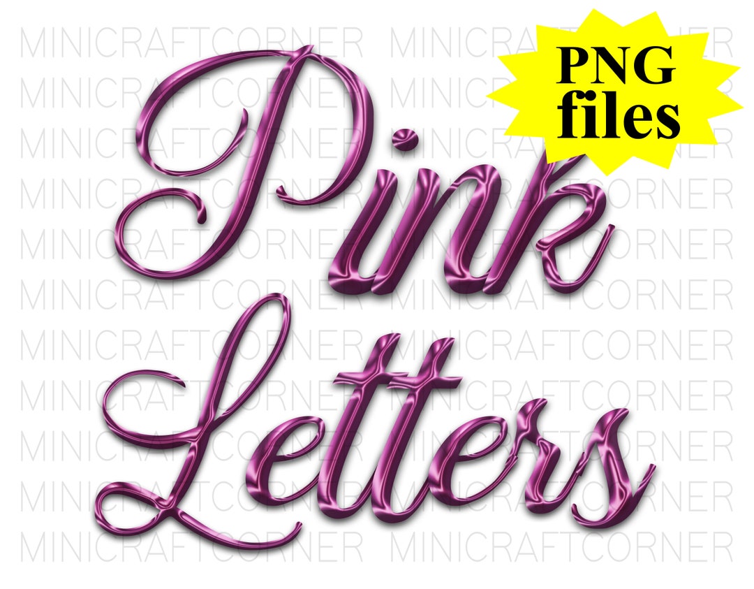 Pink Cursive Letter PNG Font: Wedding Alphabet (digital Download) - Etsy