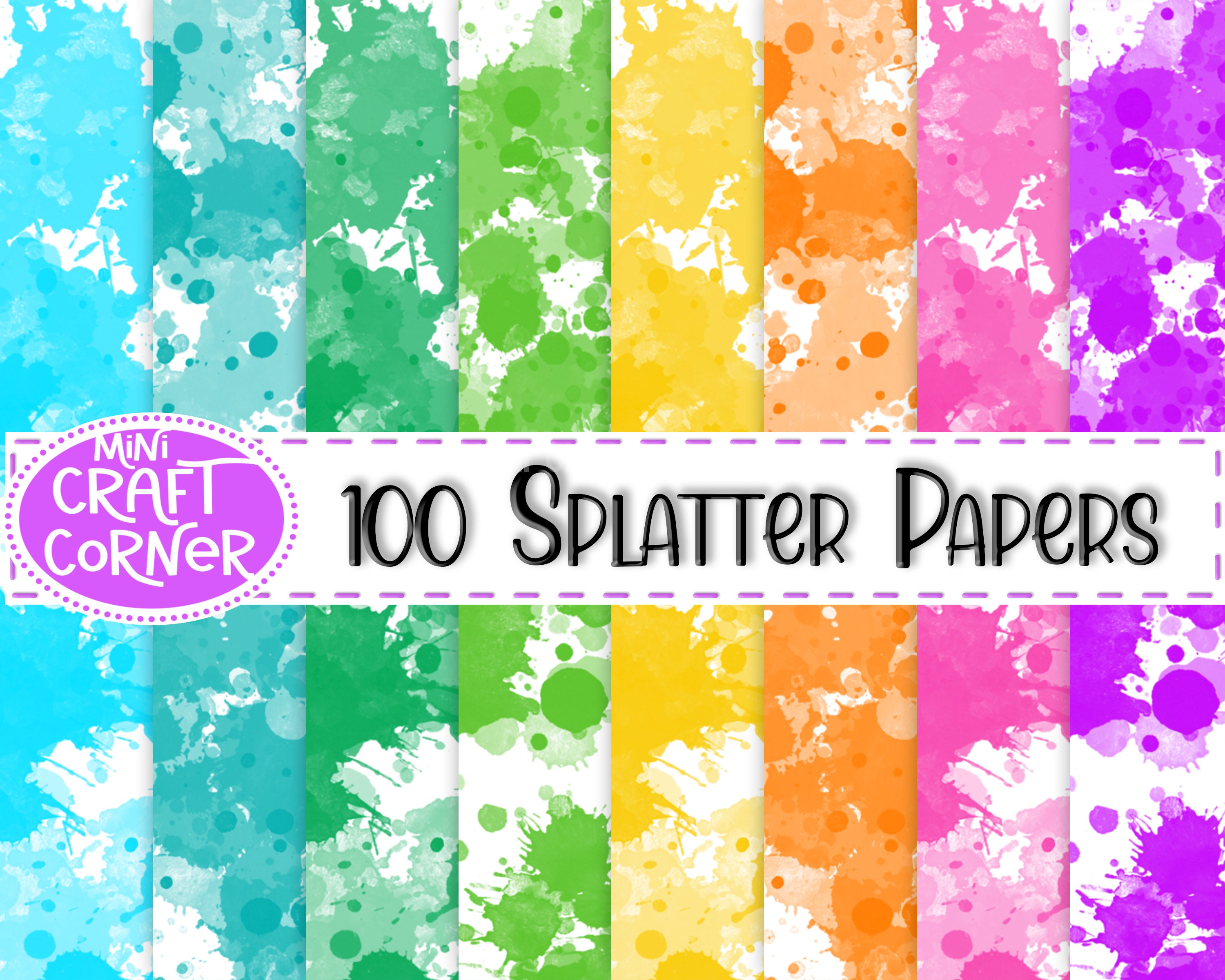 DIGITAL 100 Paint Splotch Papers / Paint Digital Paper / Colorful Paint ...
