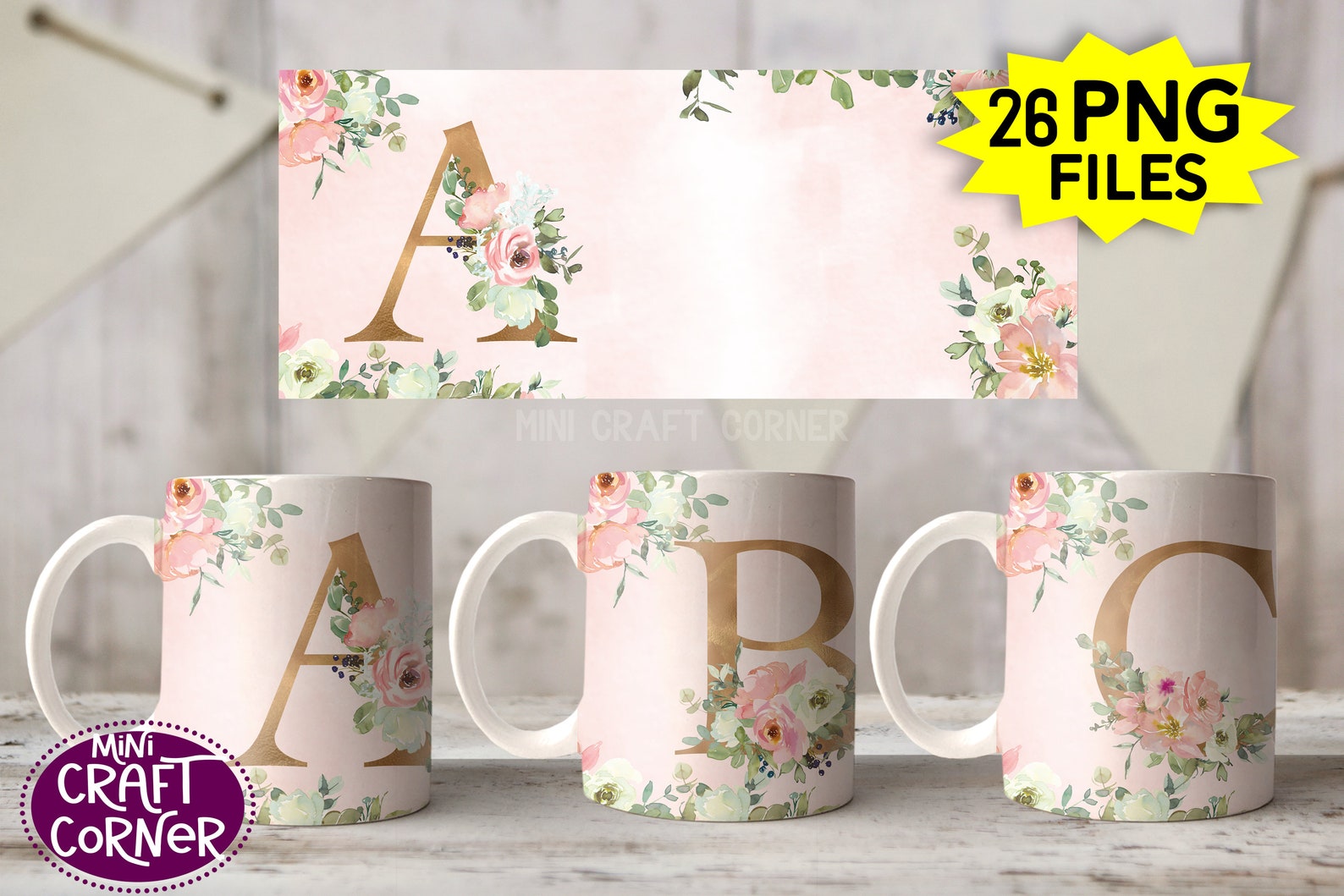 DIGITAL Sublimation Monogram Mug Design / Sublimation Mug / | Etsy