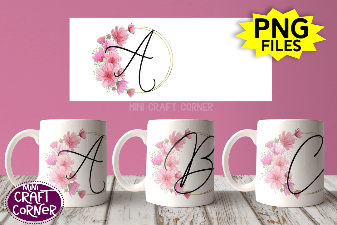 DIGITAL Sublimation Monogram Mug Design / Sublimation Mug / Alphabet ...