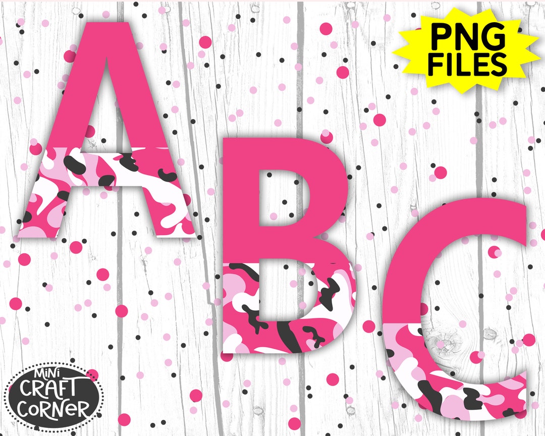 DIGITAL Camo Pink Print Letters / Camo Letter PNG / Letters PNG ...