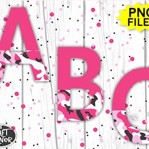 DIGITAL Camo Pink Print Letters / Camo Letter PNG / Letters PNG ...