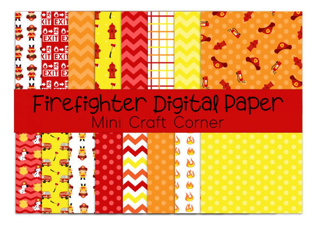 Firefighter Digital Paper / Digital Paper / Firefighter Party ...
