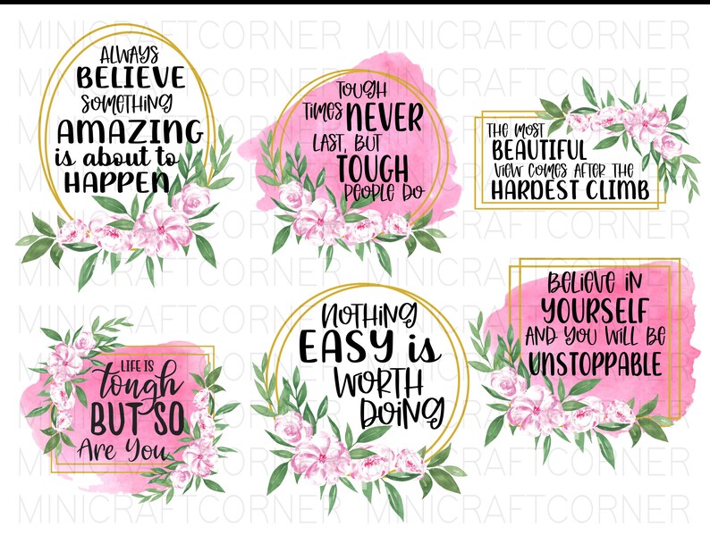 DIGITAL Sublimation Inspirational Quote Bundle / Inspirational Wall Art ...