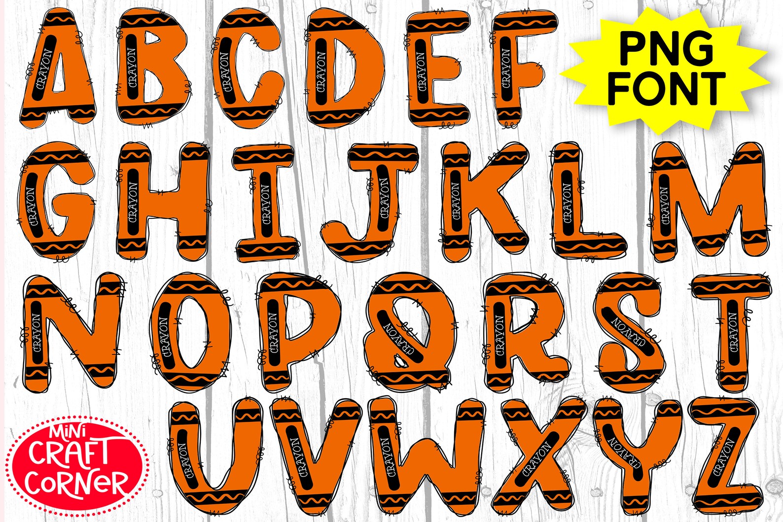 DIGITAL Crayon Alphabet / Crayon Letters / Crayon Font / - Etsy