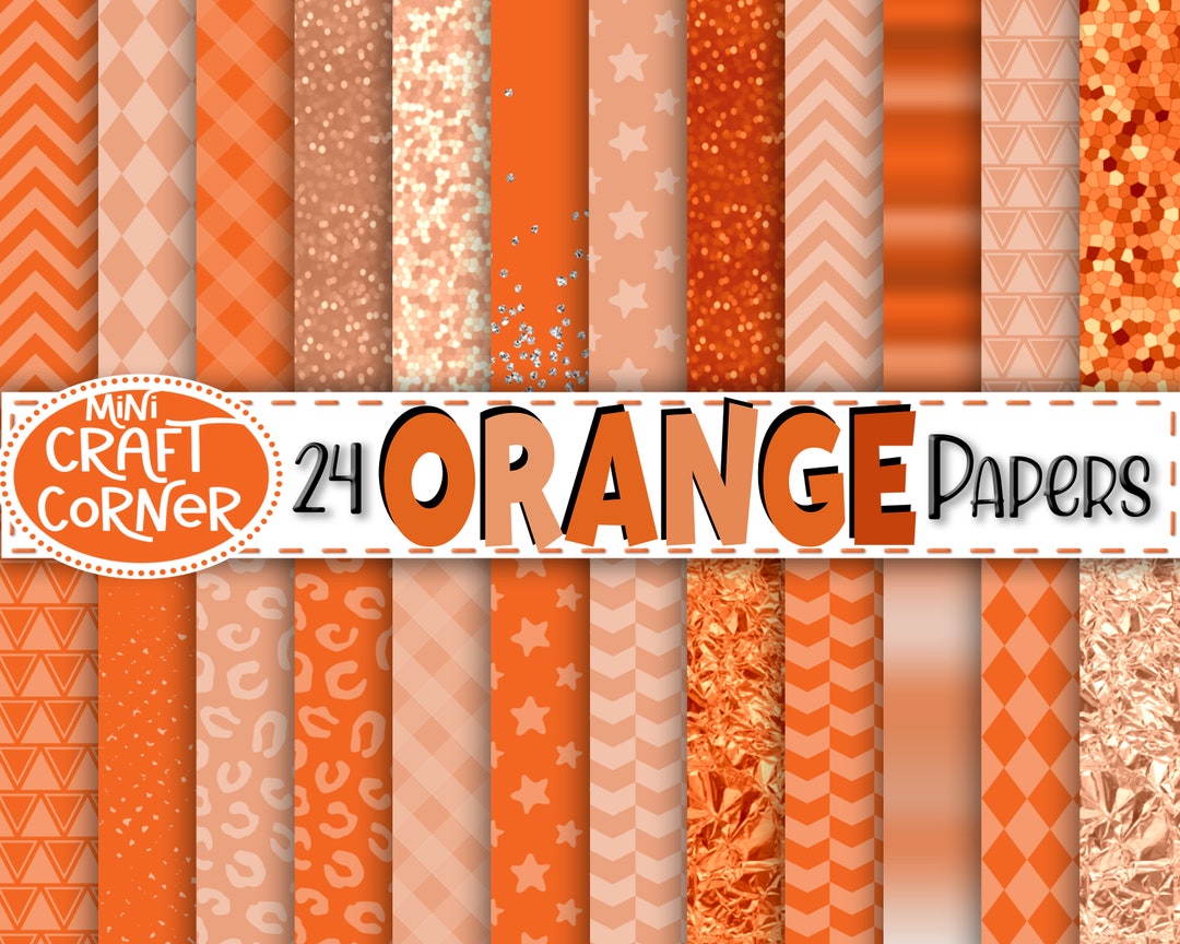 Orange Digital Paper / Digital Paper Orange / Orange Glitter Paper ...