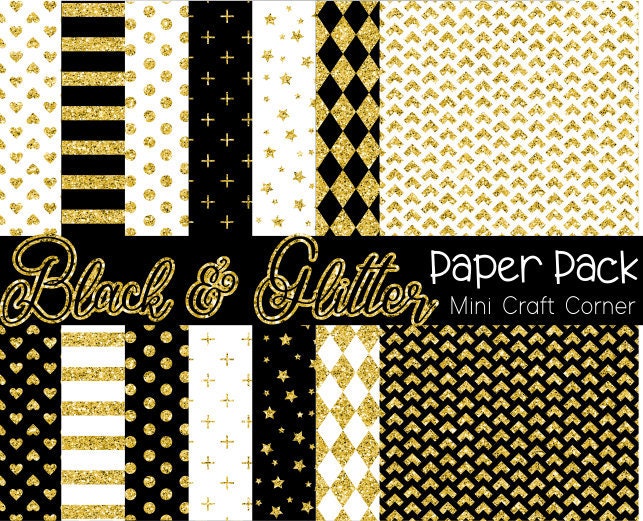 Gold and Black Digital Paper / Digital Paper Gold / Black Gold - Etsy