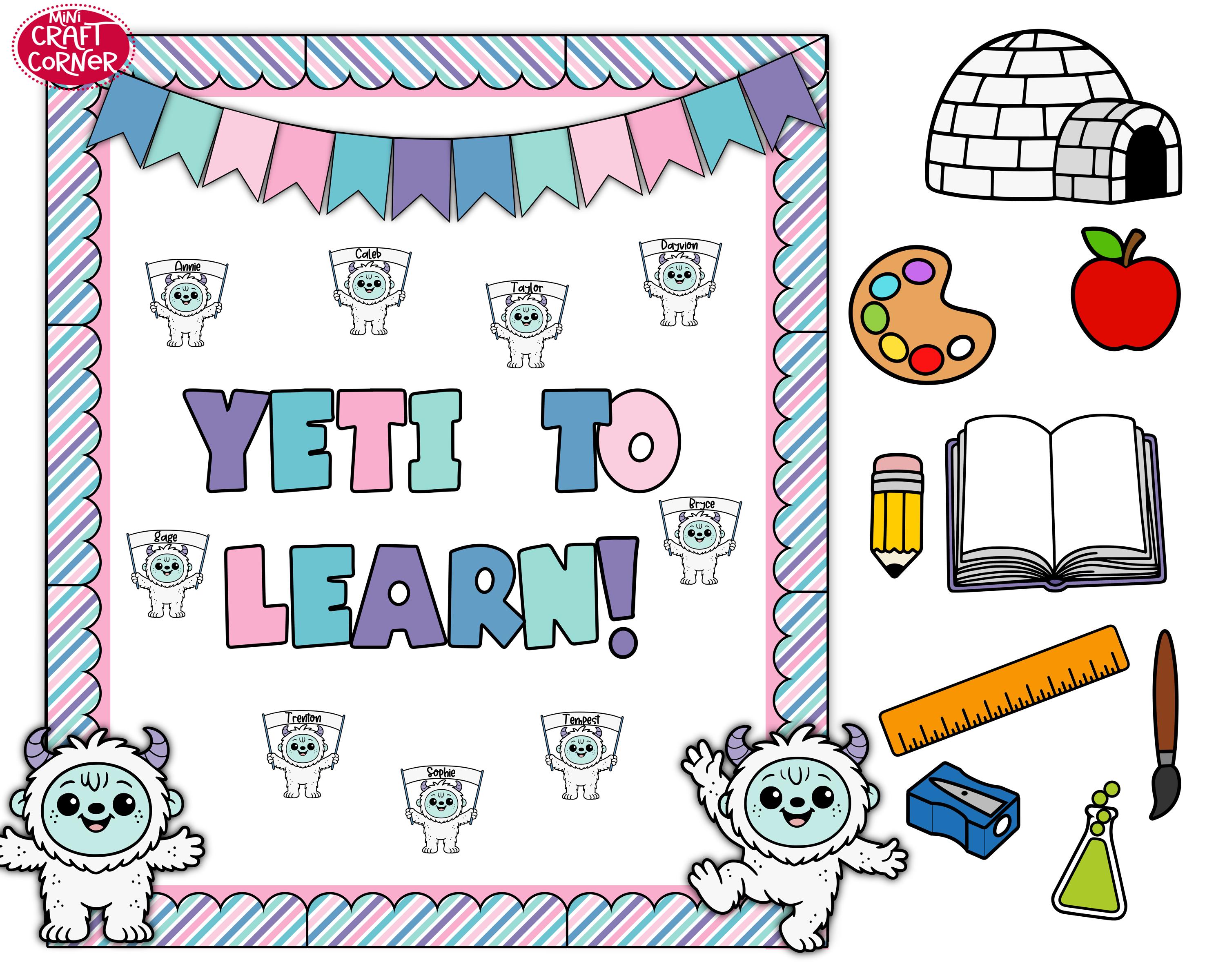 Yeti Bulletin Board Printable Set | Classroom Winter Decor, Cute Yeti ...