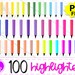 DIGITAL 100 Highlighters / Highlighter Clipart / Markers Clipart / Back ...
