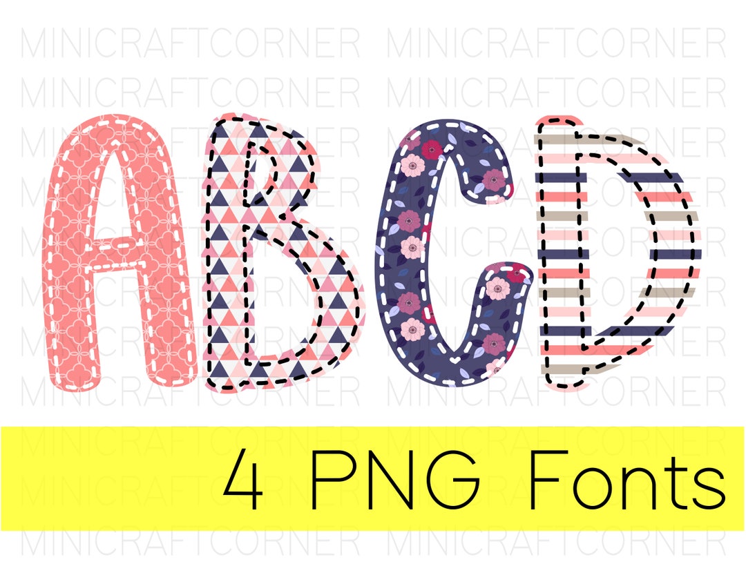 DIGITAL Pink and Blue Print Letters / Pink Letter PNG / Letters PNG ...