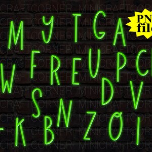 DIGITAL Green Neon Letters / Neon Letters PNG / PNG Letters / Png Font ...