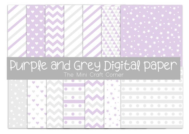 Purple and Grey Digital Paper / Purple Digital Paper / Grey | Etsy