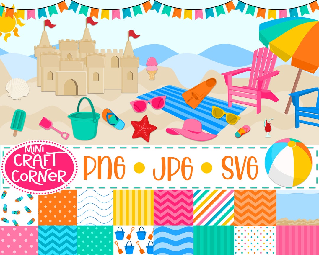 DIGITAL Beach Clipart / Summer SVG / Beach SVG / Beach Party / Summer ...