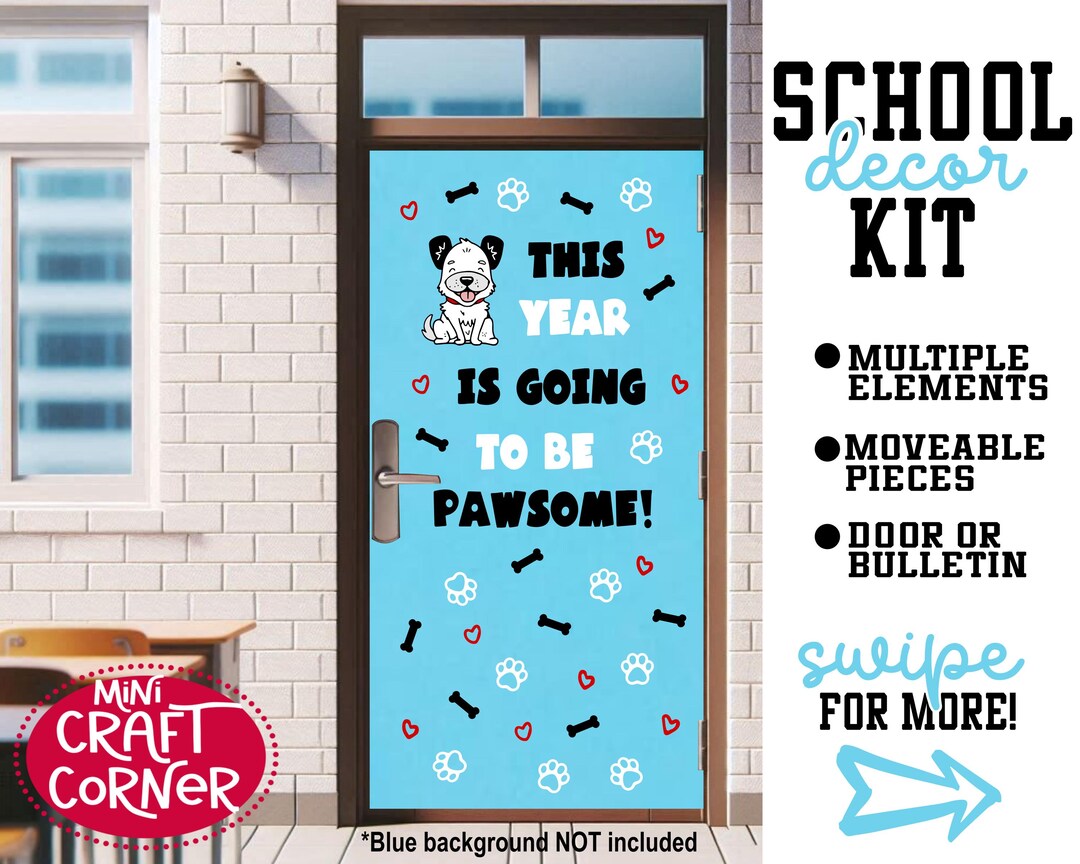 Pawsome Back to School Door Decor Kit | Precut Teacher Classroom ...