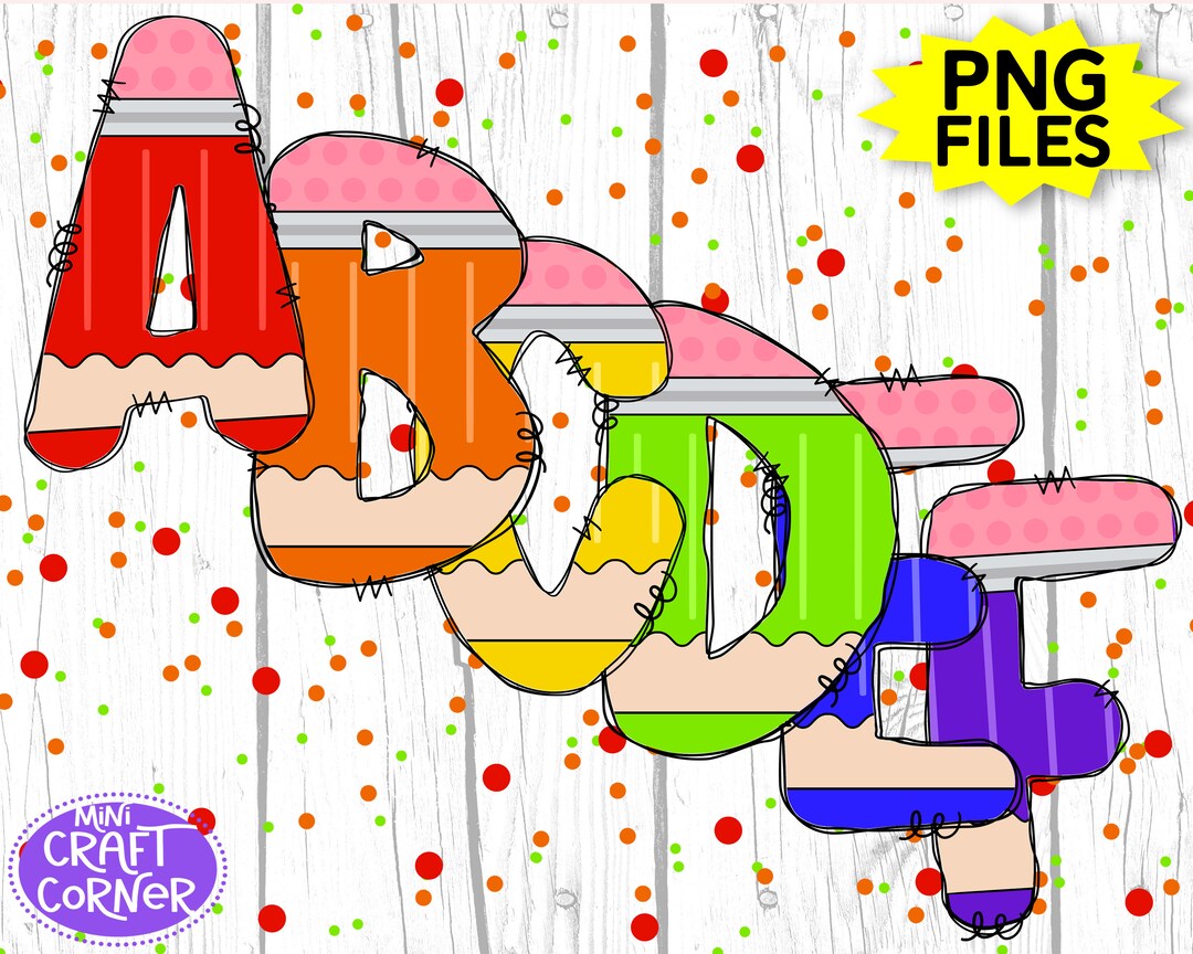 DIGITAL Colored Pencil Letters /doodle Pencil Letters / Doodle Font ...