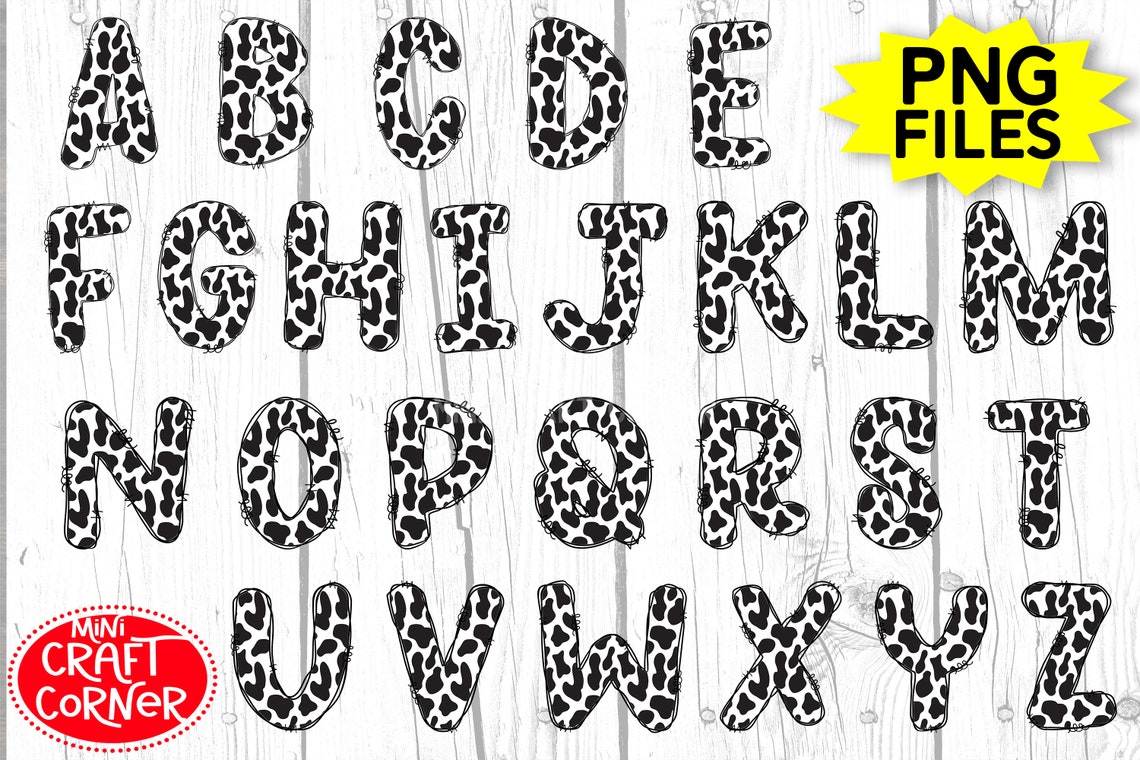 DIGITAL Cow Letters / Cow Letters PNG / Letters PNG / Sublimation Cow ...