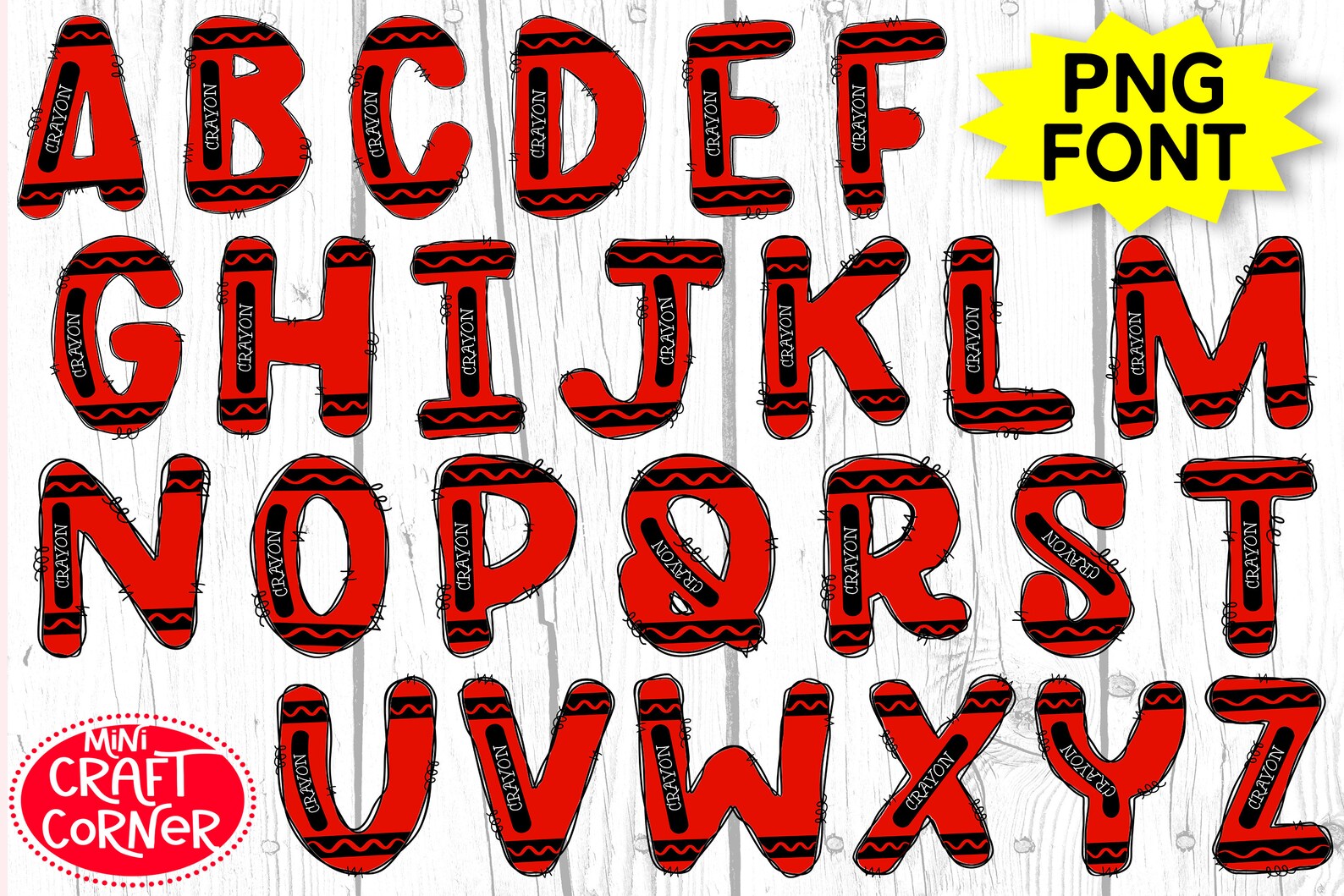 DIGITAL Crayon Alphabet / Crayon Letters / Crayon Font / - Etsy