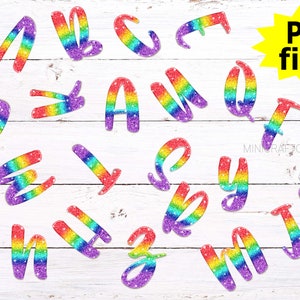 DIGITAL Rainbow Glitter Letters / Rainbow Letters PNG / Letters PNG ...
