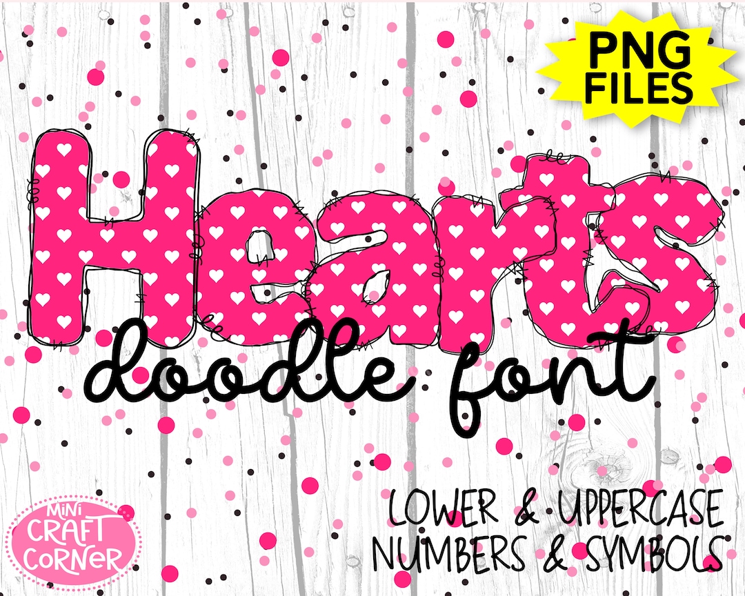 DIGITAL Hearts Doodle Letters / Valentine's Letter PNG /sublimation ...