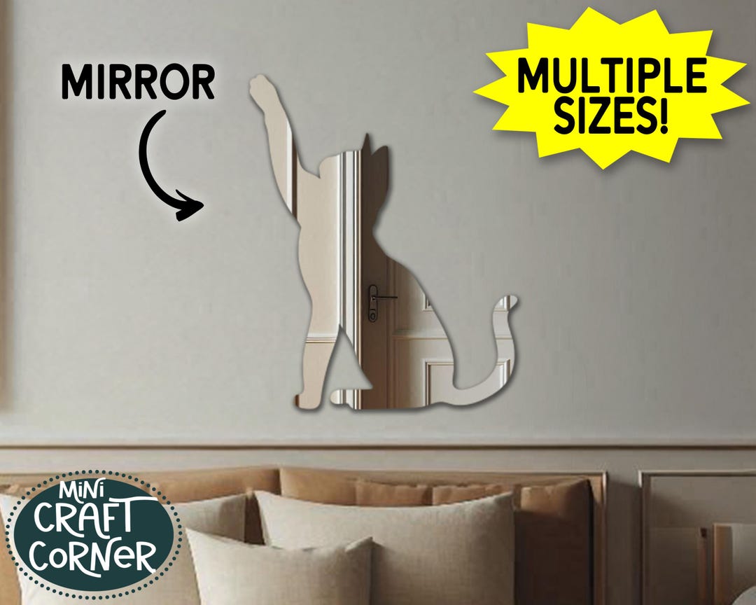 Cat Shaped Mirror – Cute Acrylic Wall Art for Cat Lovers, Kids Room or ...