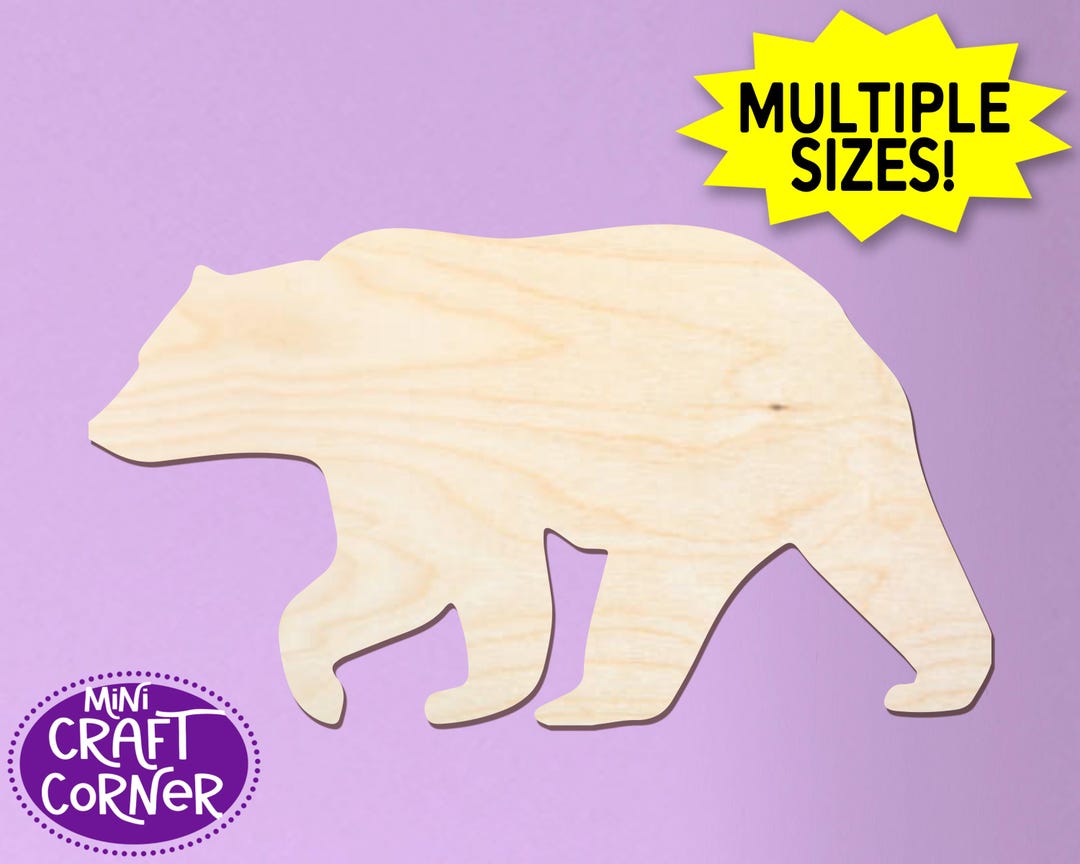 Wooden Bear Cutouts – Unfinished Wood Craft Blanks, Woodland Nursery ...