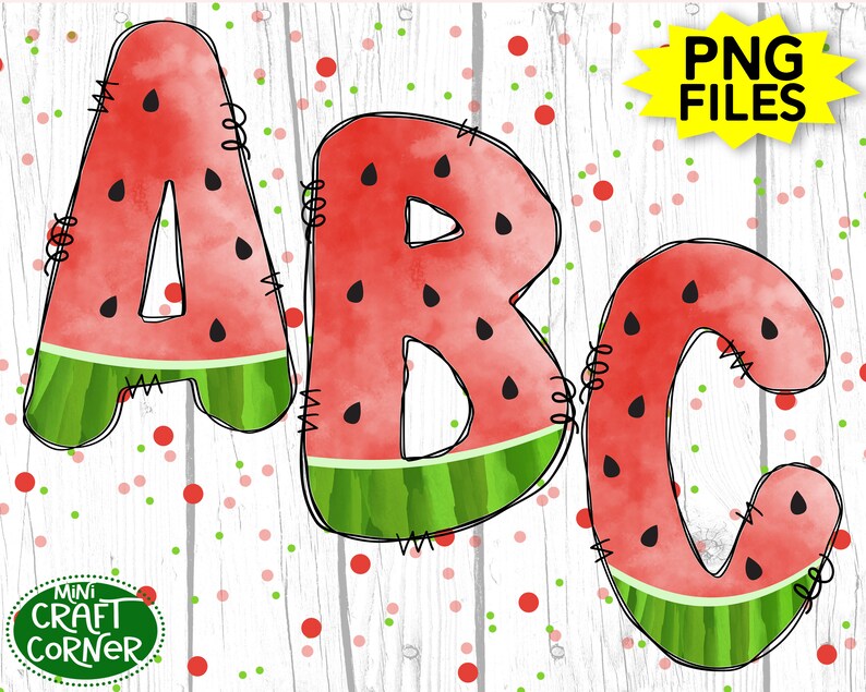 DIGITAL Watermelon Letters / Watermelon Letters PNG / - Etsy