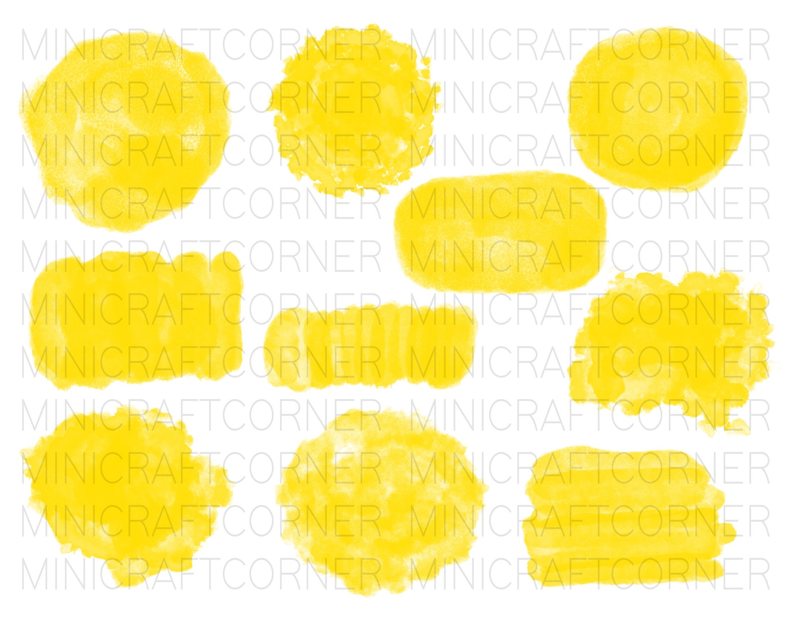 DIGITAL Yellow Watercolor Shapes / Watercolor Shapes / Watercolor Brush ...