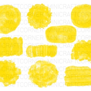 DIGITAL Yellow Watercolor Shapes / Watercolor Shapes / Watercolor Brush ...