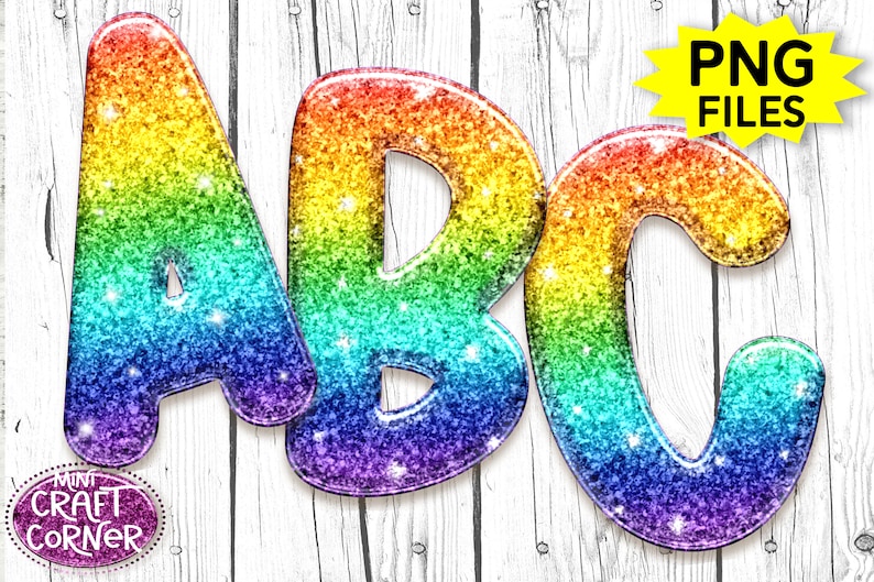 DIGITAL Rainbow Glitter Letters / Rainbow Letters PNG / Letters PNG ...
