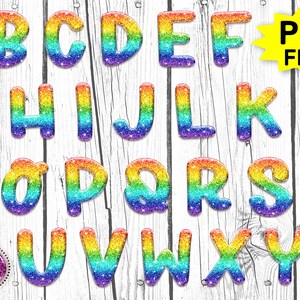 DIGITAL Rainbow Glitter Letters / Rainbow Letters PNG / Letters PNG ...