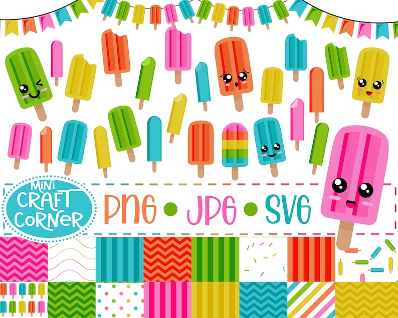 DIGITAL Popsicle Clipart / Popsicle SVG / Summer SVG / Ice Cream Party ...