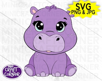 DIGITAL Hippo Clipart / Hippo Sitting / Cute Hippo Clipart / Baby Hippo ...