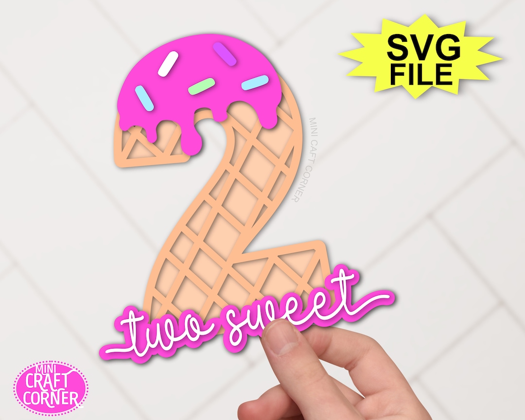 DIGITAL Two Sweet Cupcake Topper 3D Cut File / Two Sweet Party / Second ...