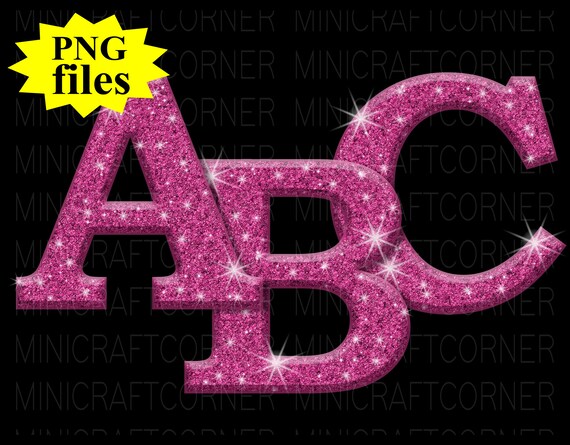 DIGITAL Pink Glitter Letters / Pink Letters PNG / Letters PNG | Etsy