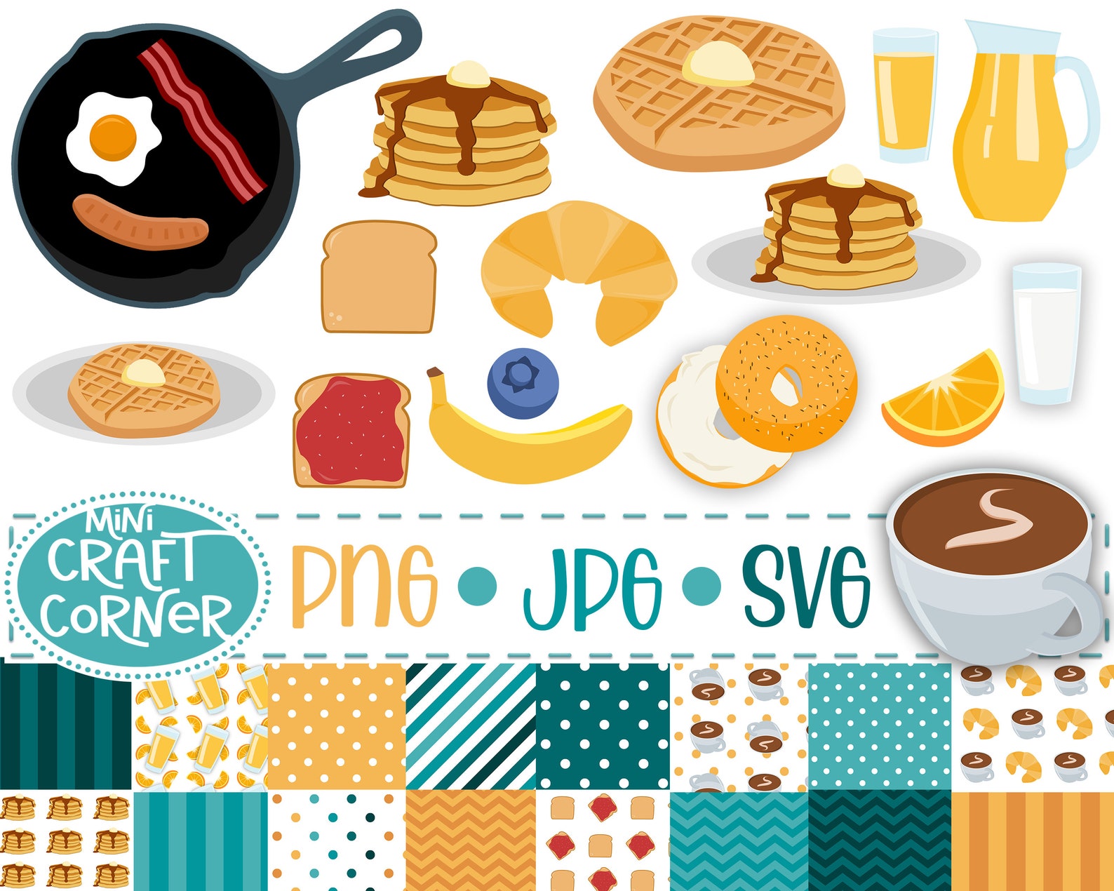 DIGITAL Breakfast Clipart / Pancake SVG / Breakfast SVG / Breakfast ...