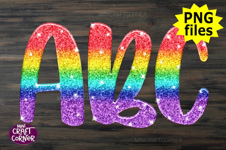 DIGITAL Rainbow Glitter Letters / Rainbow Letters PNG / Letters PNG ...