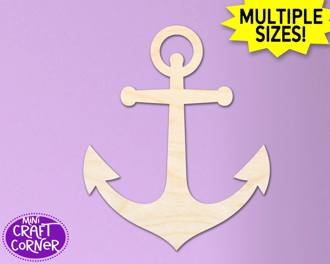 Wooden Anchor Cutout – Unfinished Nautical Shape for DIY Crafts ...