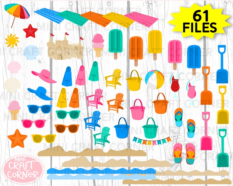 DIGITAL Beach Clipart / Summer SVG / Beach SVG / Beach Party / Summer ...