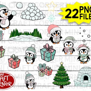 DIGITAL Penguin Clipart / Christmas Clipart Set / Penguin Graphic ...