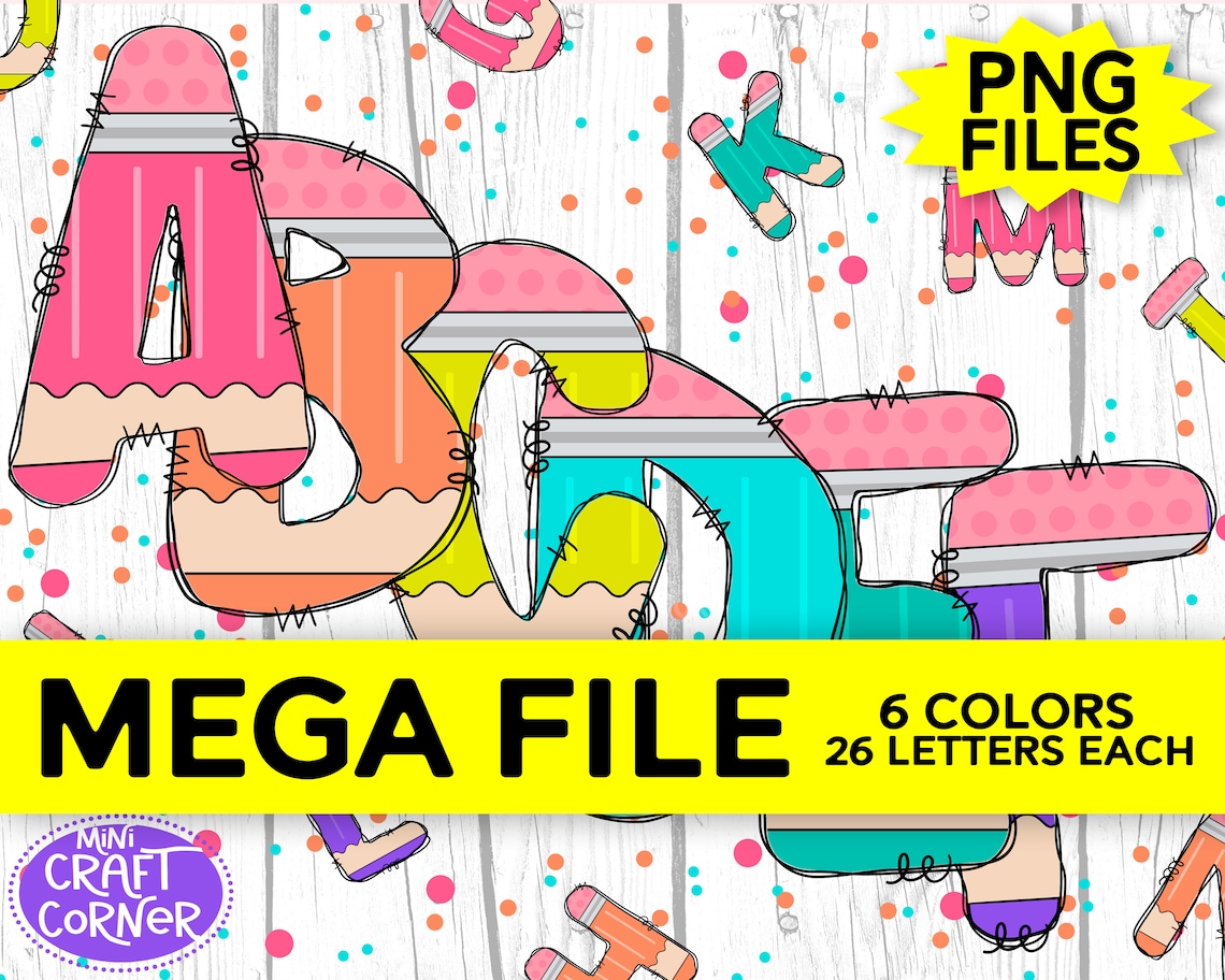 DIGITAL Colored Pencil Letters /doodle Pencil Letters / Doodle - Etsy