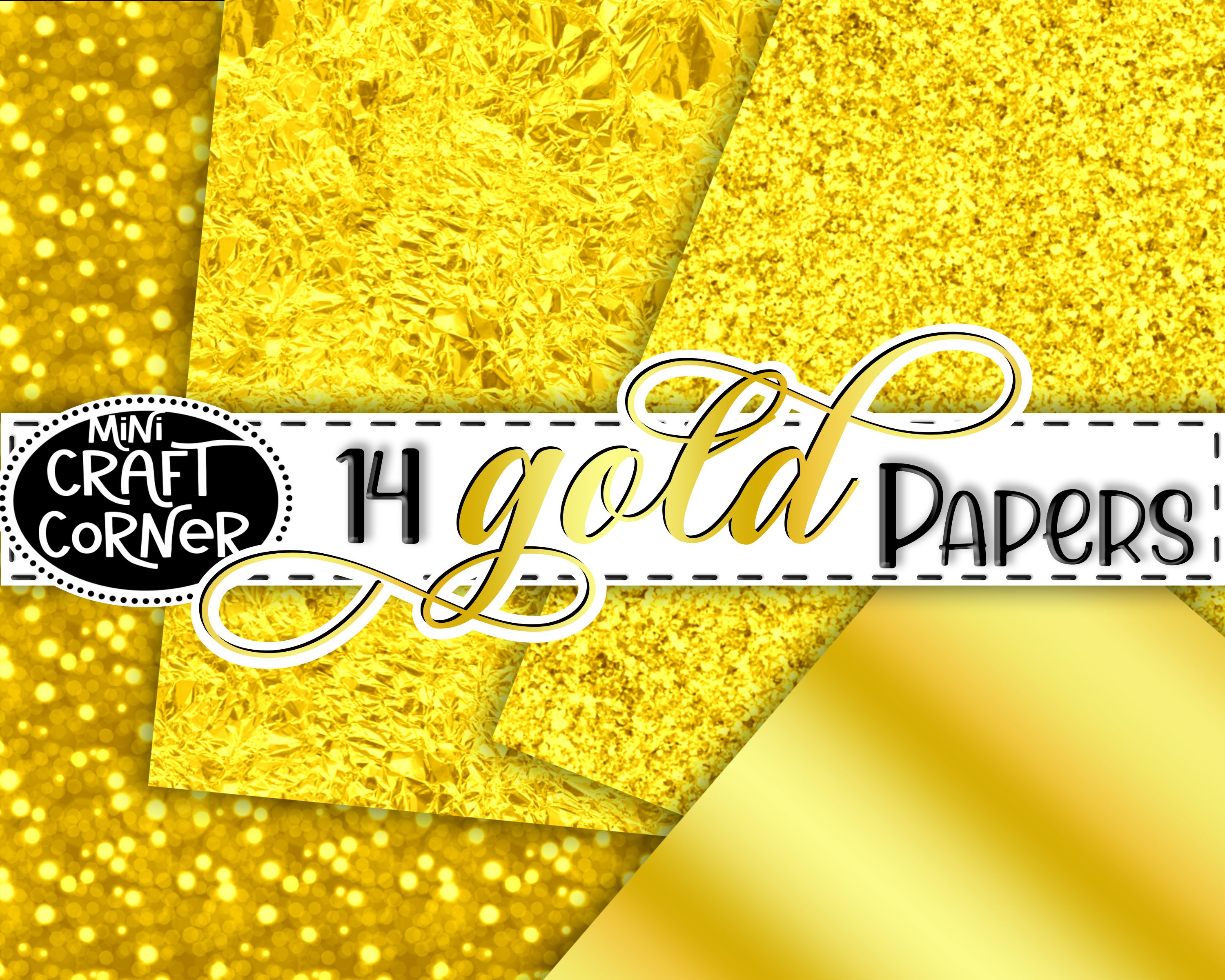 Gold Digital Paper / Digital Paper Gold / Yellow Gold Paper / Gold ...