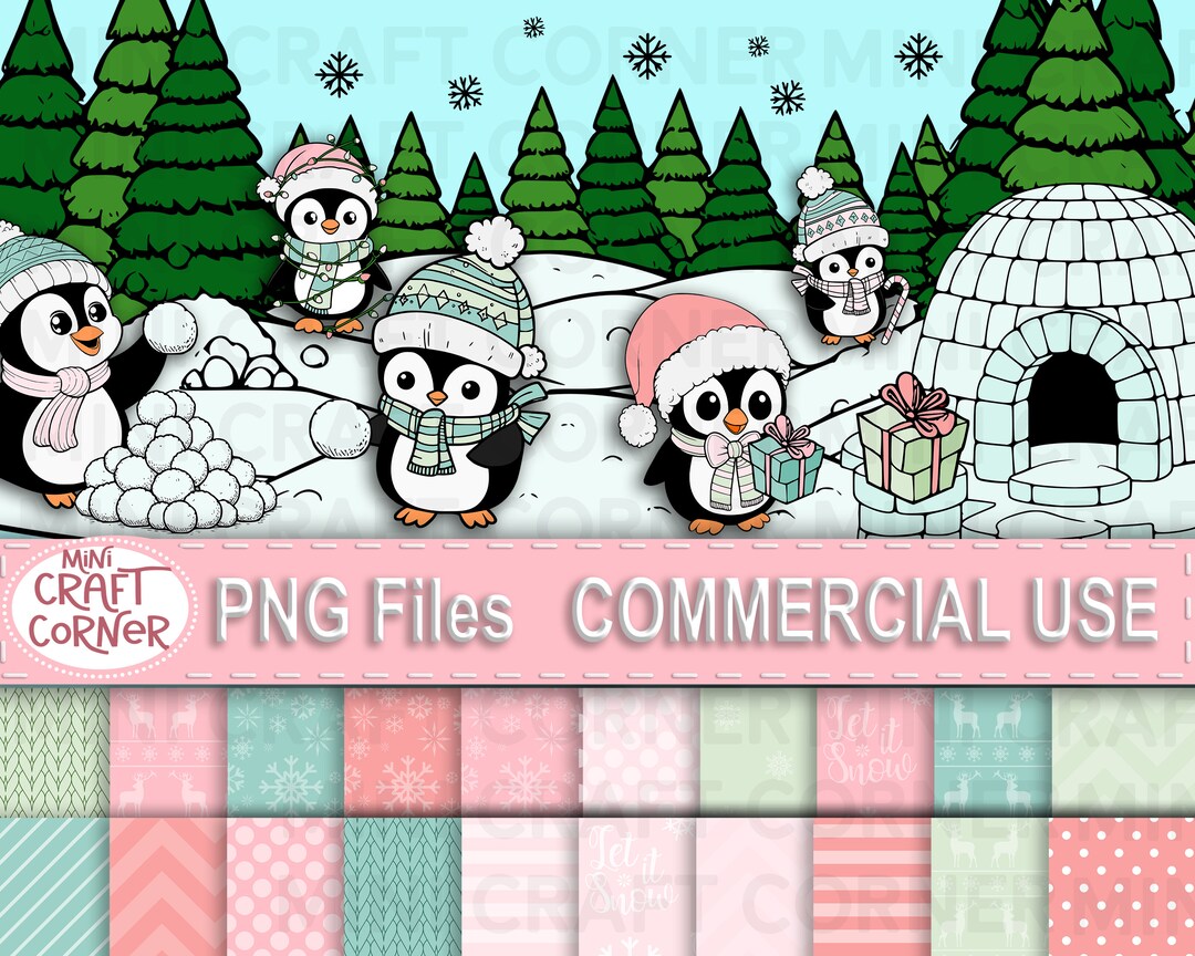 DIGITAL Penguin Clipart / Christmas Clipart Set / Penguin Graphic ...