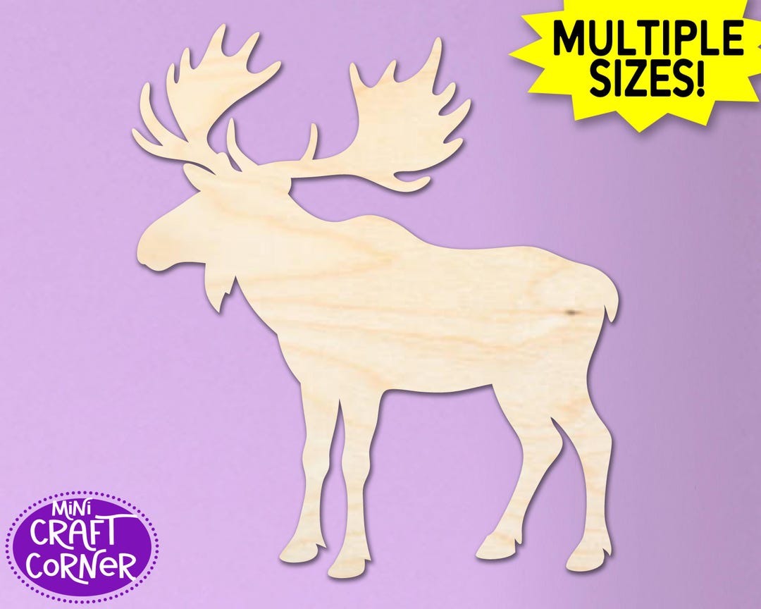 Wooden Moose Cutout – Unfinished Rustic Animal Wood Shape for DIY ...