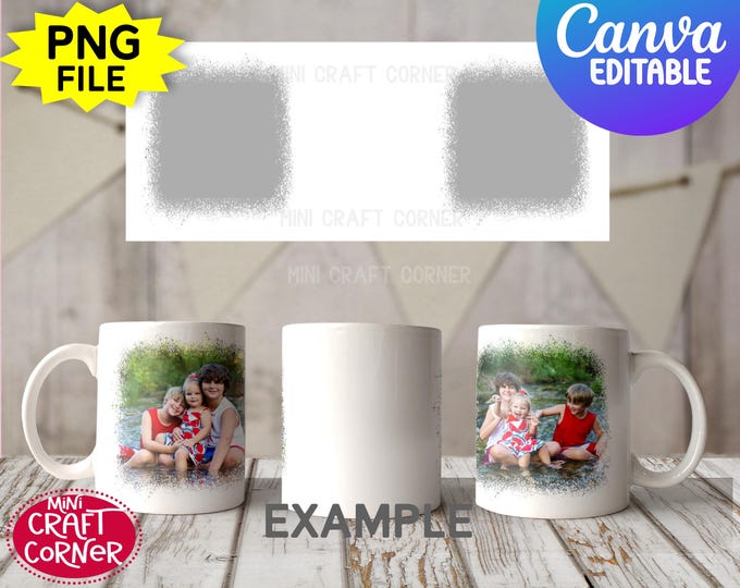 2 Photo Frame Mug, Picture Mug Template, Photo Mug Sublimation Design ...