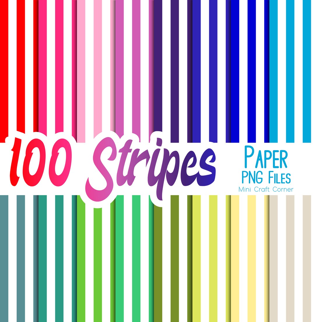 DIGITAL 100 Striped Papers / Stripe Digital Paper /colorful - Etsy