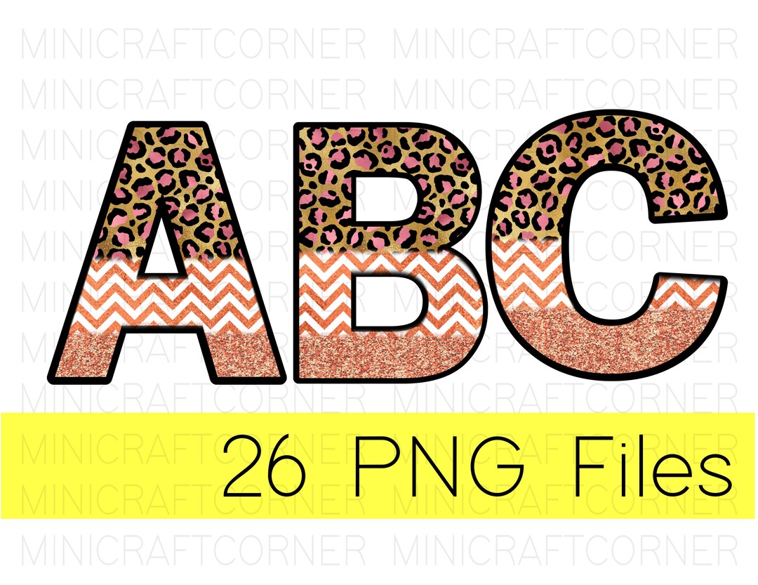 DIGITAL Rose Gold Print Letters / Cheetah Letter PNG / Letters PNG ...