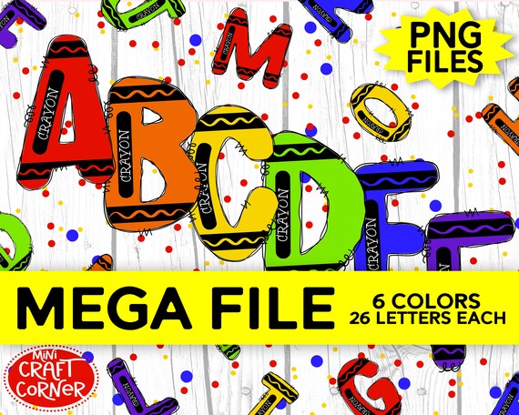DIGITAL Crayon Alphabet / Crayon Letters / Crayon Font / - Etsy