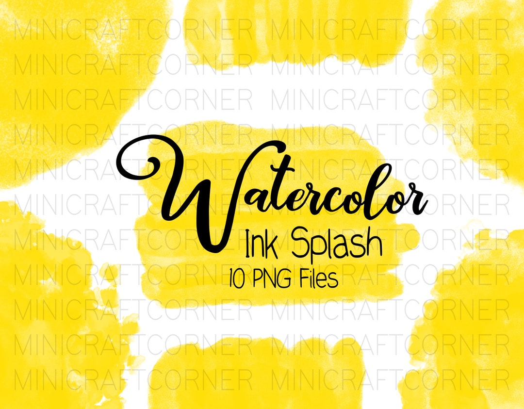 DIGITAL Yellow Watercolor Shapes / Watercolor Shapes / Watercolor Brush ...